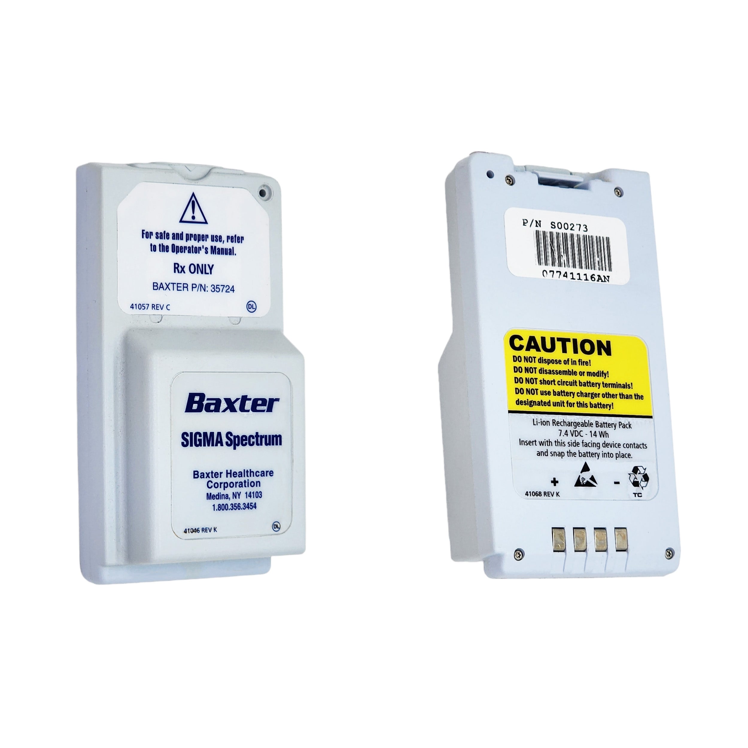 Baxter/Sigma Spectrum Infusion Pump 7.4V 2.0Ah Lithium-Ion Battery w ...